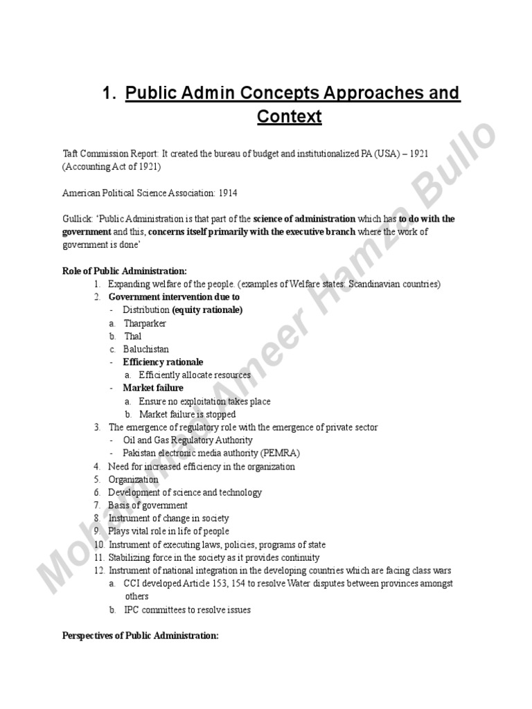 Public Administration Notes | PDF | System | Bureaucracy