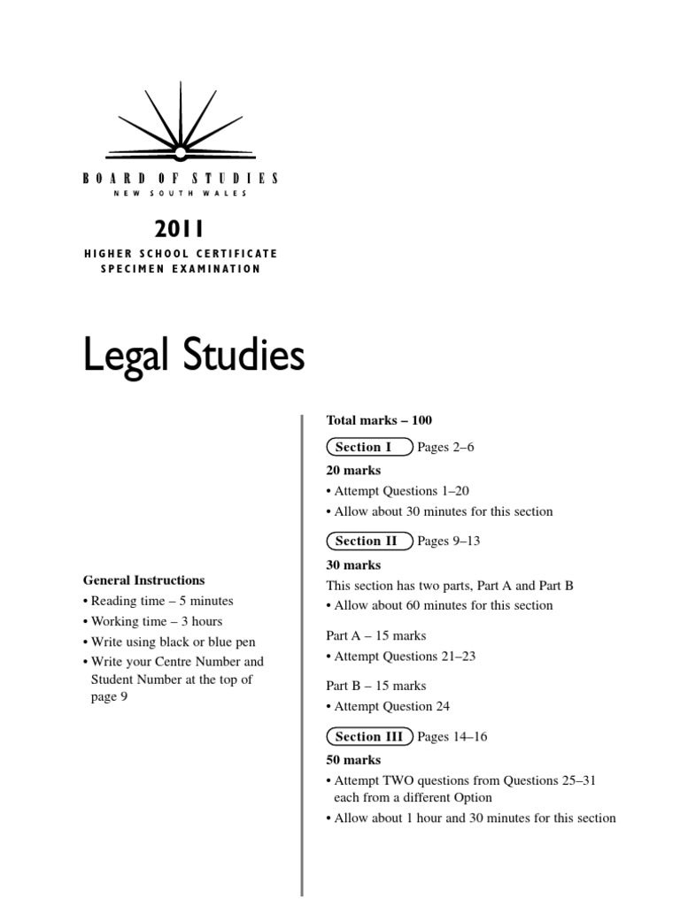 Legal Studies HSC Practise Paper | PDF | Burden Of Proof (Law) | Crime ...