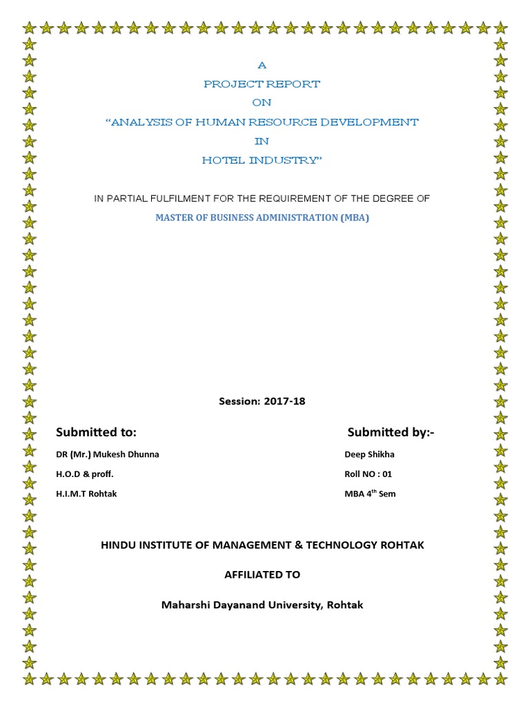 Project Report Hotel Industrydocx | PDF | Spss | Hotel