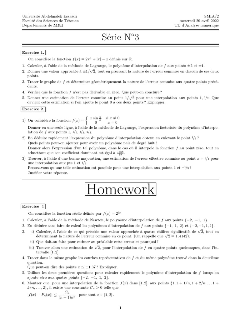 TD 3 Num 22 | PDF | Interpolation | Polynôme