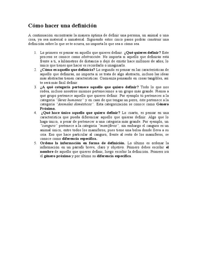 Cómo definir personas, animales y cosas | PDF