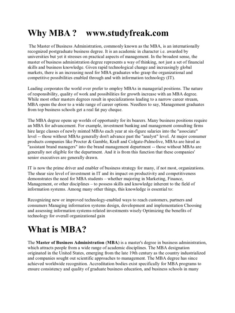 An In-Depth Examination of the Master of Business Administration Degree ...