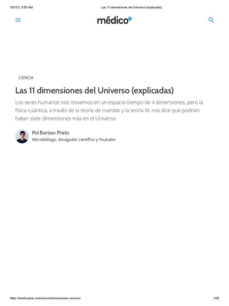 Las 11 Dimensiones Del Universo (Explicadas) | PDF | Dimensión | Universo