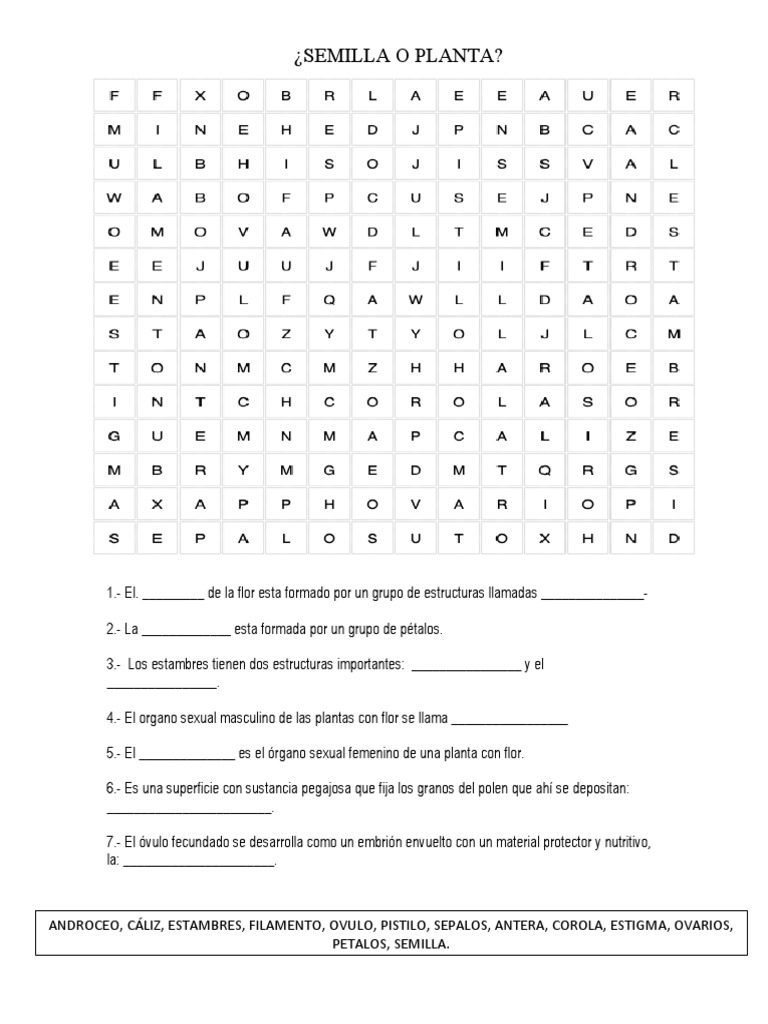 Semilla o Planta (Sopa de Letras) | PDF | Salud y bienestar