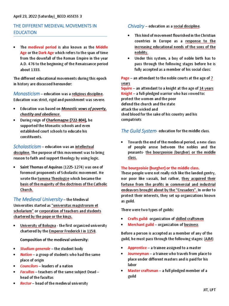 Medieval Education Movements Explained | PDF | University | Roman Empire