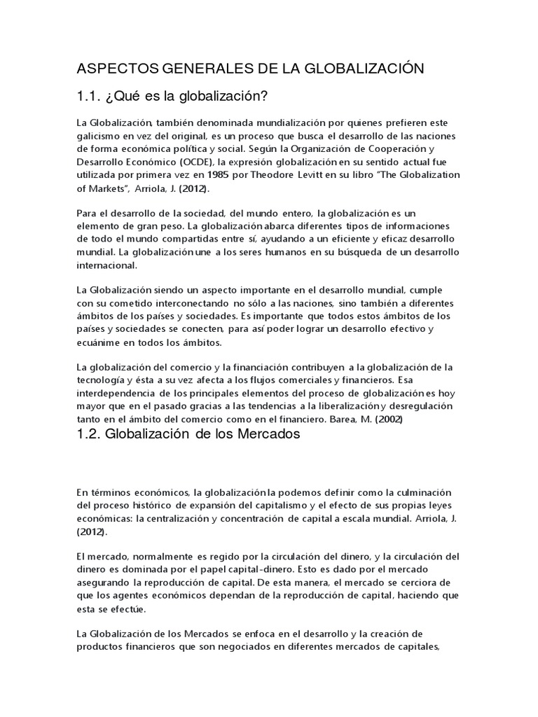 Aspectos Generales de La Globalización | PDF | Globalización ...