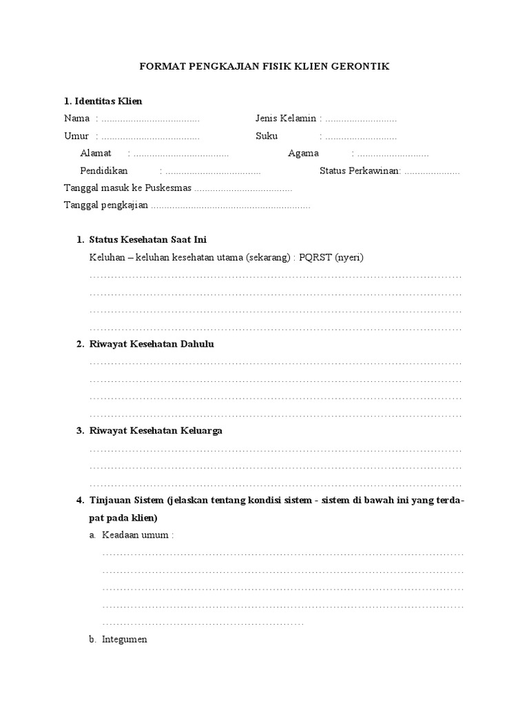 Format Pengkajian Gerontik | PDF