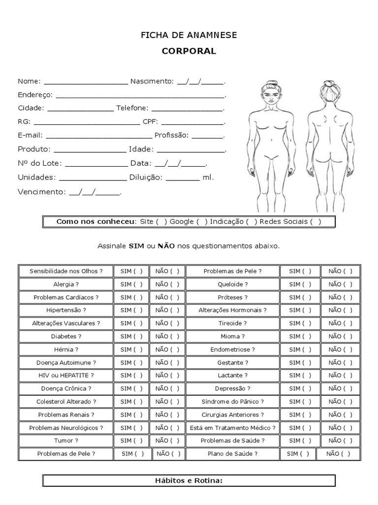 Ficha de Anamnese - Corporal | PDF | Gravidez | Medicina Clínica
