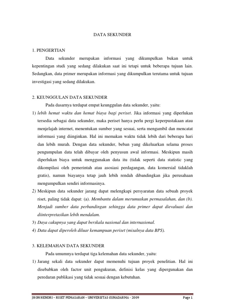 Data Sekunder | PDF
