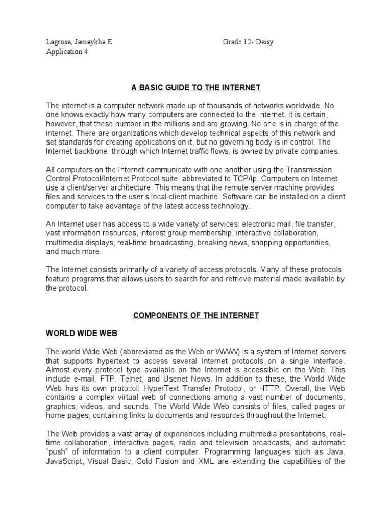 A Basic Guide To The Internet | PDF | World Wide Web | Internet & Web