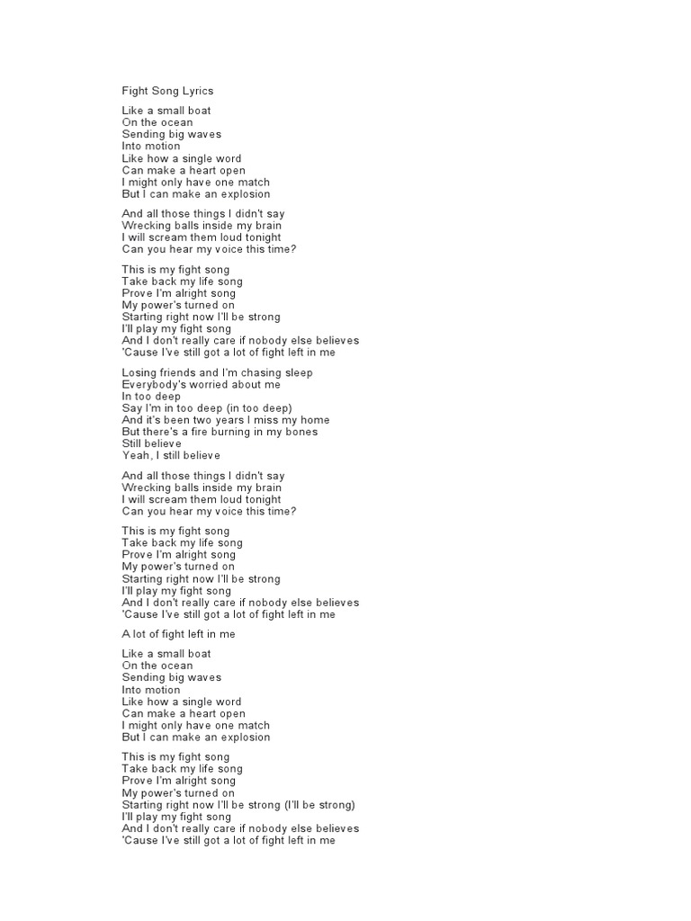 Fight Song Lyrics | PDF