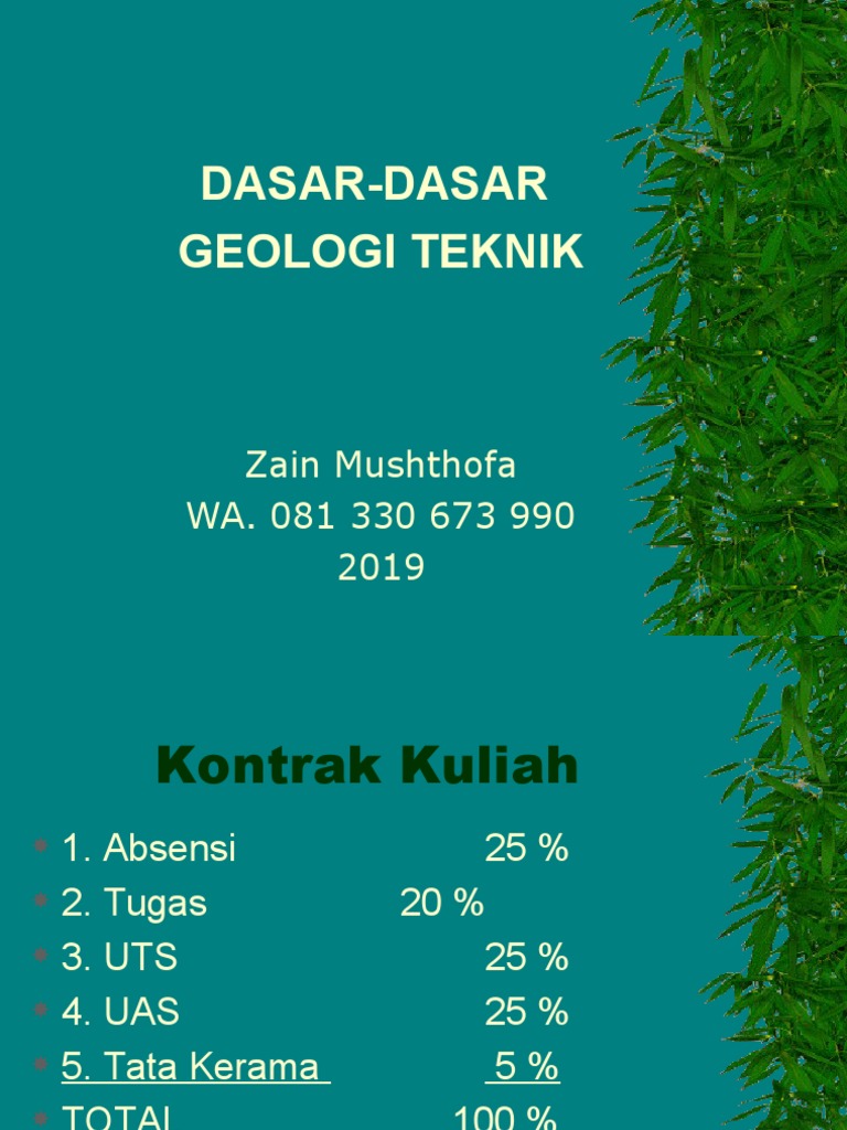 Materi 1. Dasar-Dasar Geologi Teknik | PDF