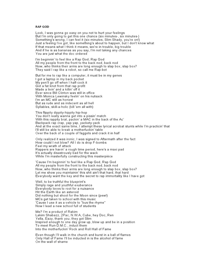 Rap God | PDF | Rapping | Hip Hop Music