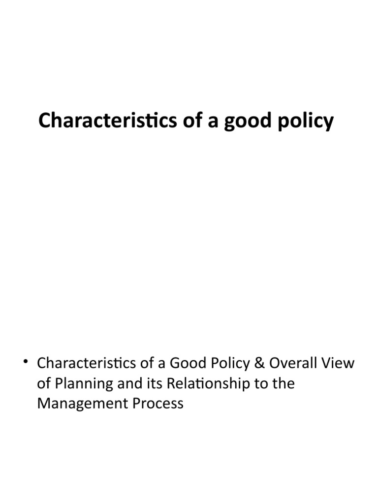Characteristics of A Good Policy | PDF | Policy | Goal