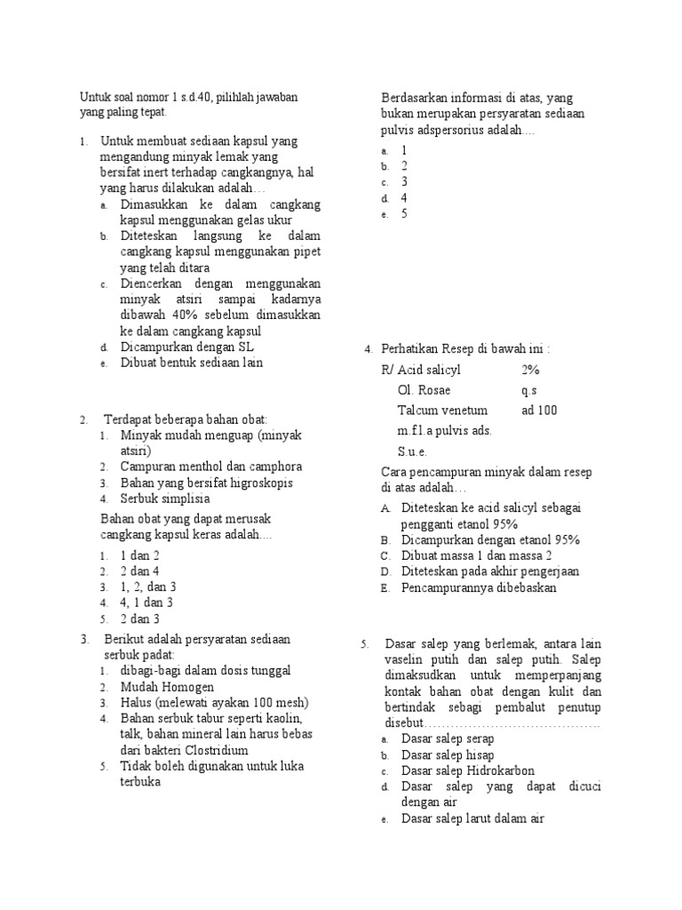 SOAL FKK Latihan | PDF