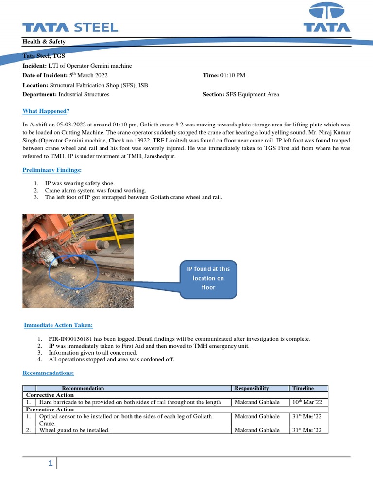 LTI - One Page Report - TRF Employee | PDF