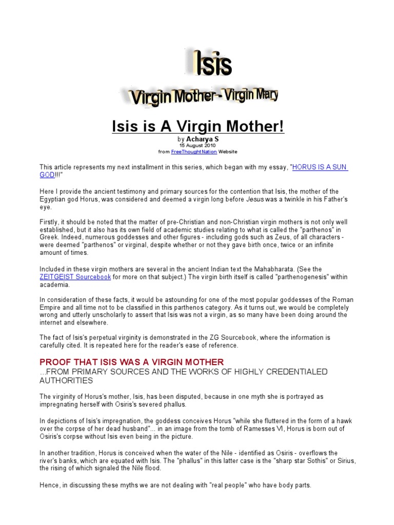 Isis Is A Virgin Mother | PDF | Isis | Mother Goddess