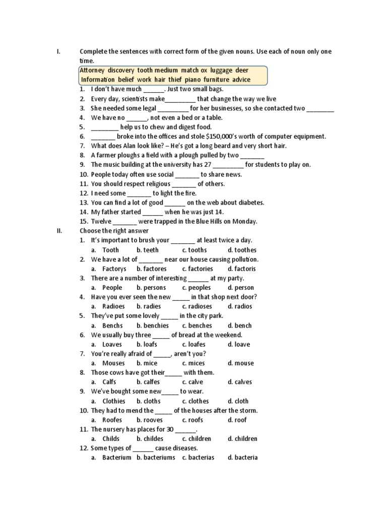 Vocabulary Exercises | PDF