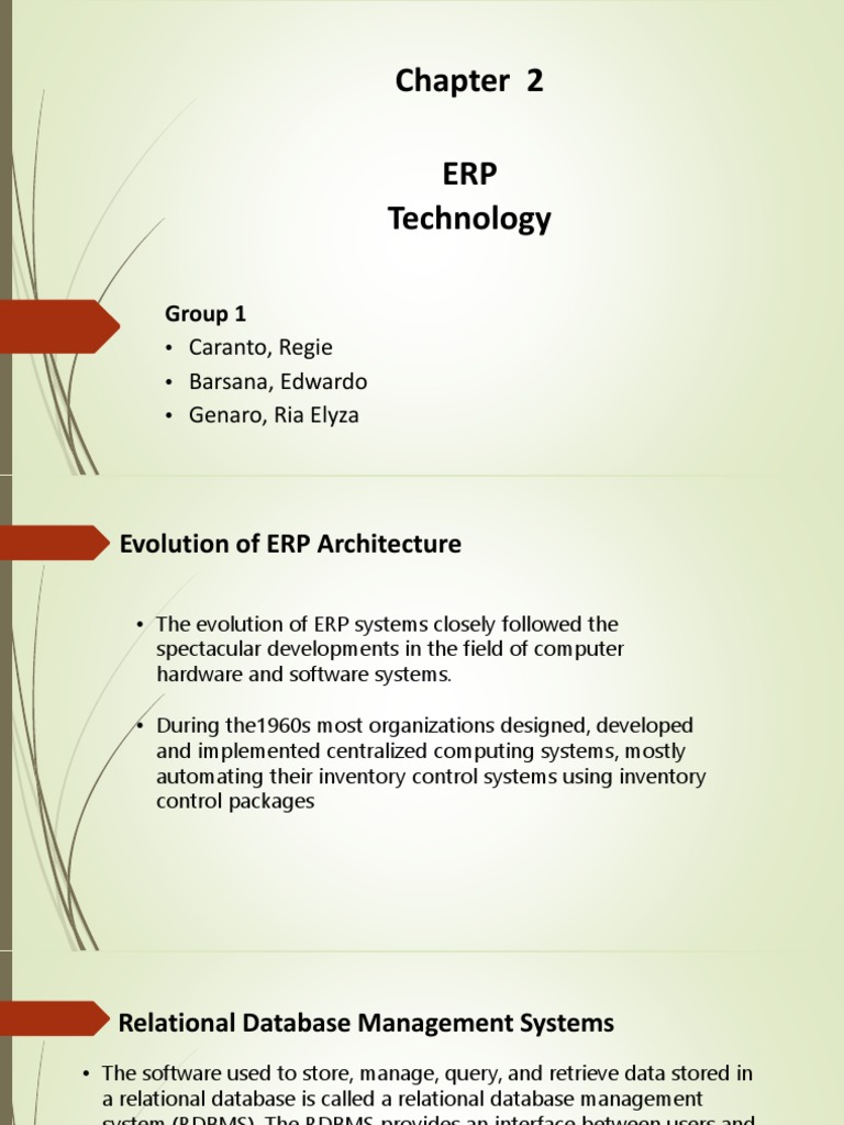 Group1 ERP TECHNOLOGY Merged | PDF | Relational Database | Databases