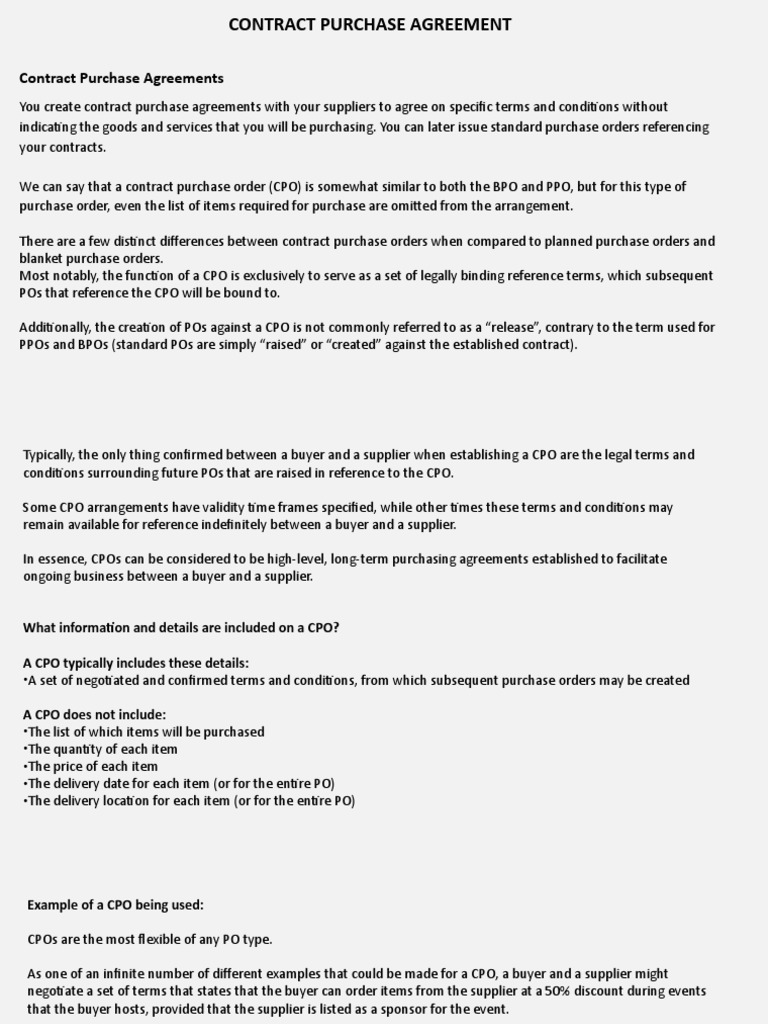 Contract Purchase Agreements | PDF | Procurement | Business Process