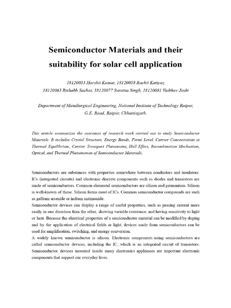 Semiconductor Materials | PDF