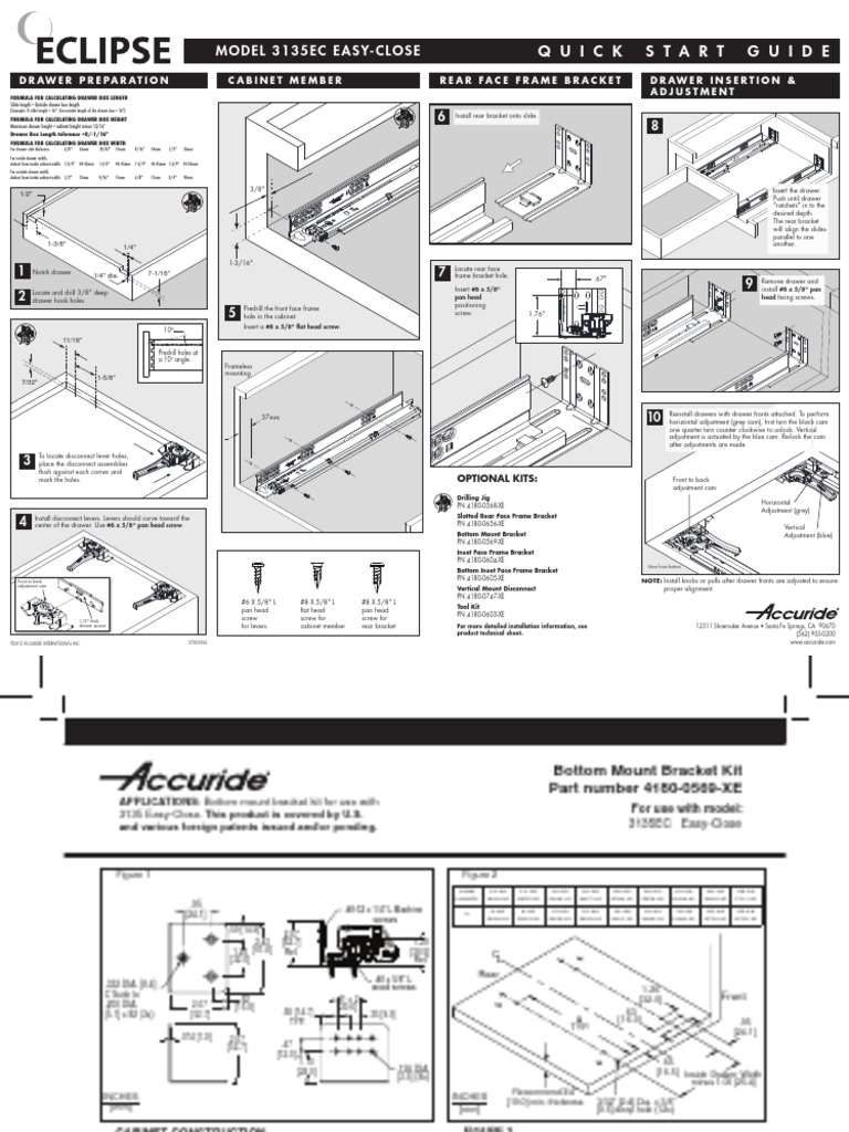 Accuride 3135EC Eclipse Easy Close Undermount Drawer Slides | PDF ...