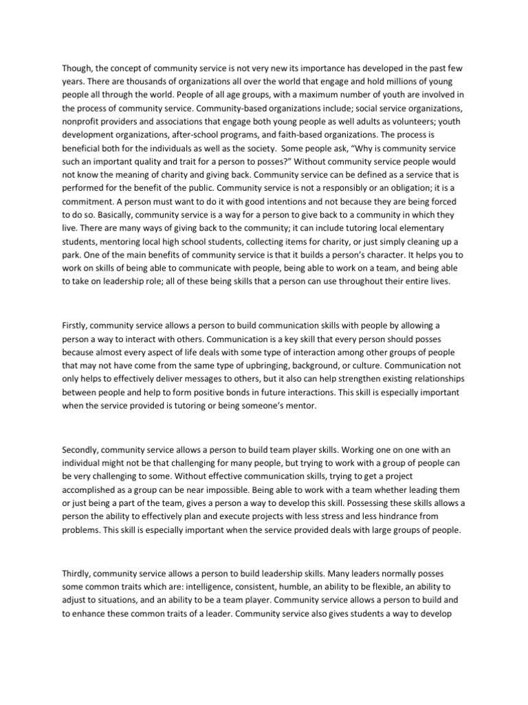Community Service - Notes | PDF | Service Learning | Crime & Violence
