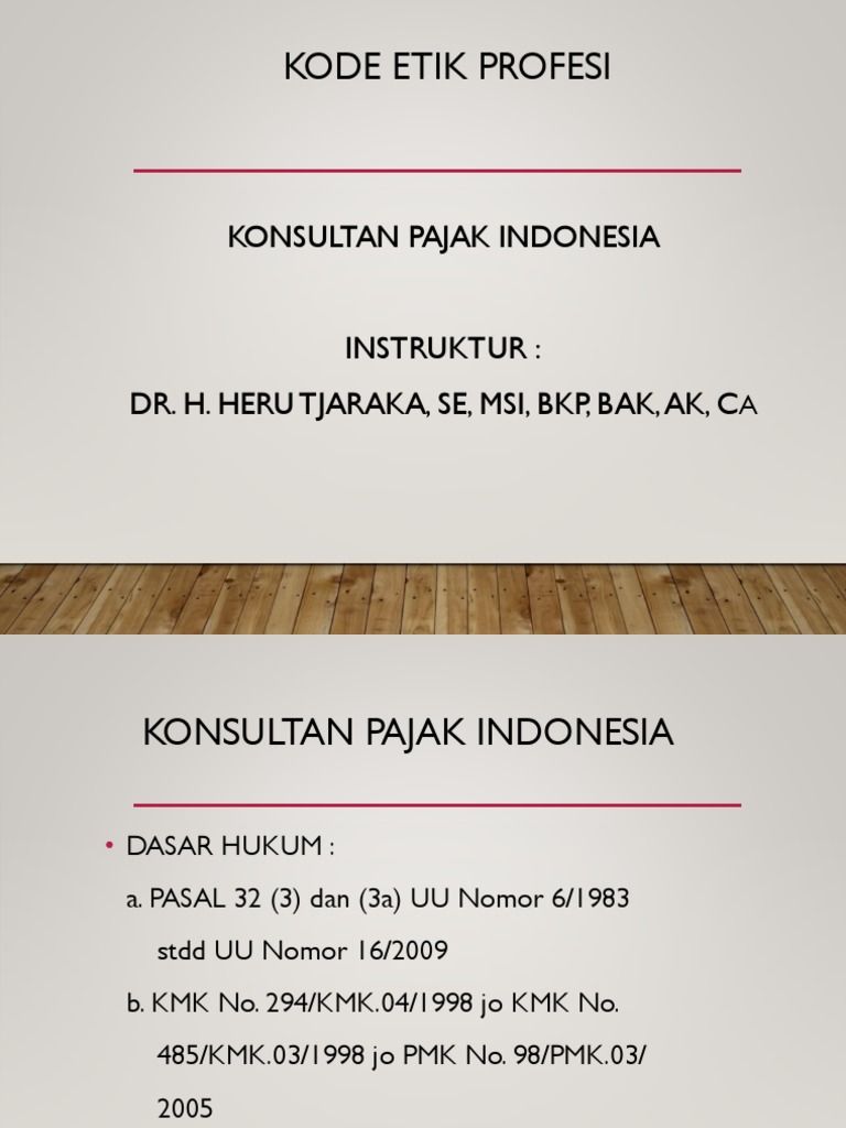 Kode Etik Konsultan Pajak Indonesia | PDF | Bisnis | Hukum