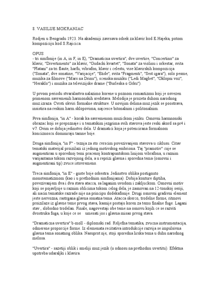 Vasilije Mokranjac | PDF