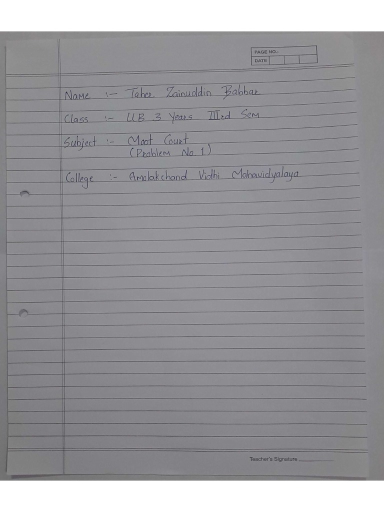 Moot Court Practical No 1 Pdf