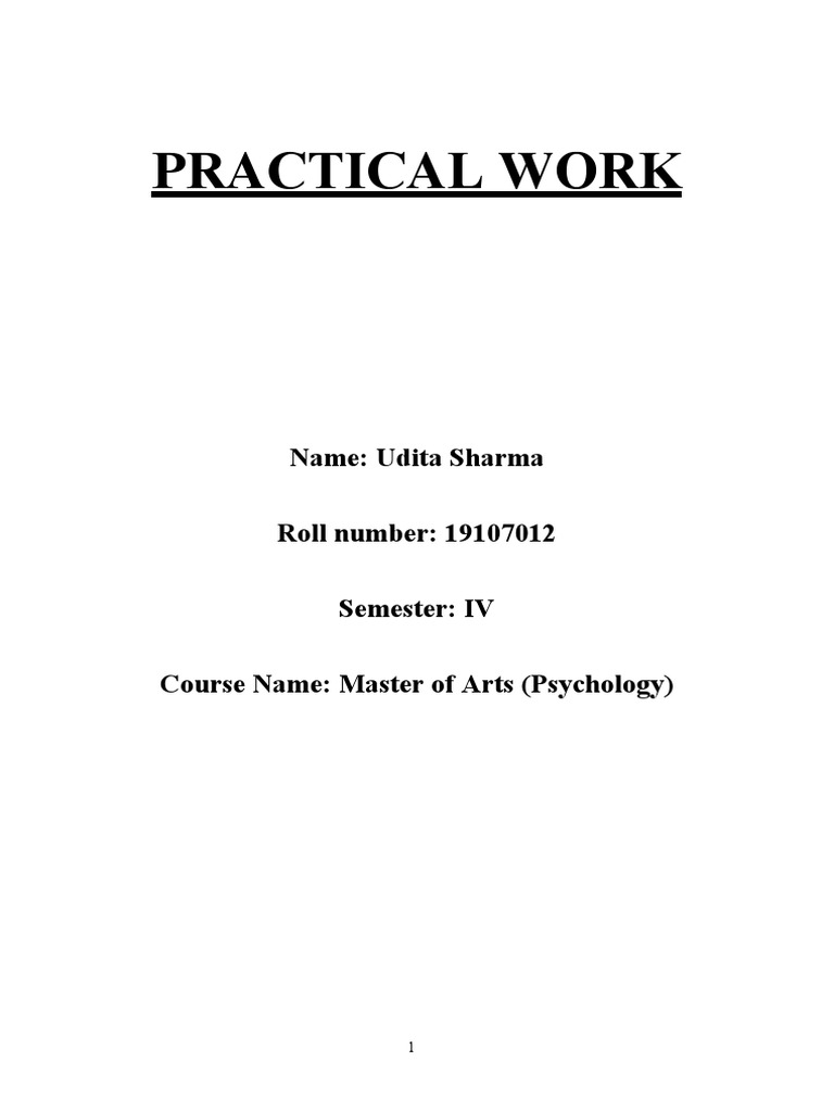 Practical Work: Name: Udita Sharma Roll Number: 19107012 Semester: IV ...