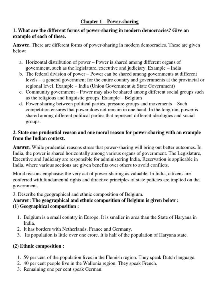 Chapter 1-Power Sharing | PDF | Sri Lanka | Brussels
