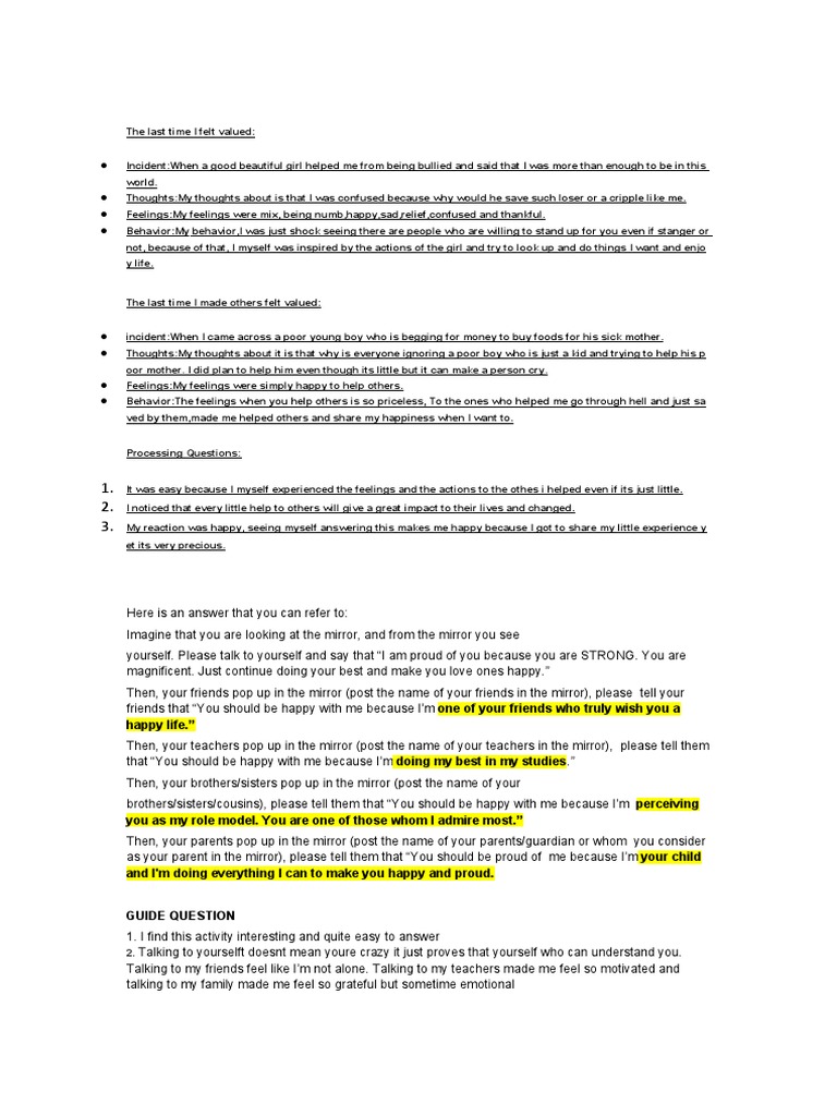 The Last Time I Felt Valued | PDF | Thought | Feeling