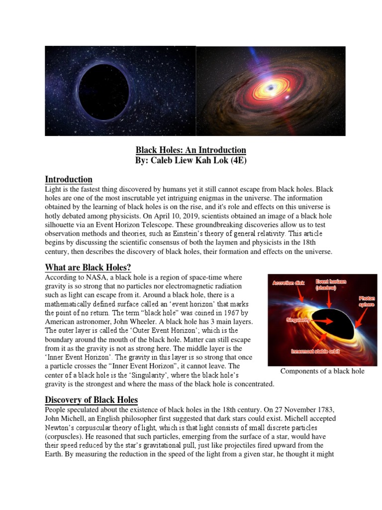 Black Holes: An Introduction By: Caleb Liew Kah Lok (4E) | PDF | Black ...