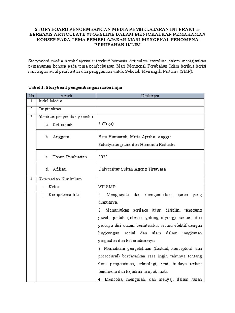Storyboard Dan Instrumen Penilaian Validasi ICT | PDF