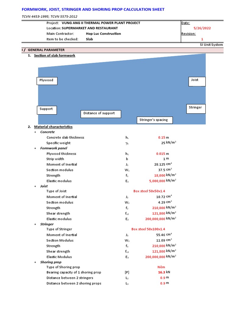 Formwork and Shoring Prop Calculations | PDF | Beam (Structure) | Young ...