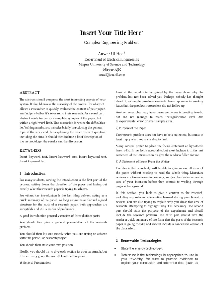 Insert Your Title Here: Complex Engineering Problem Anwar Ul Haq | PDF ...