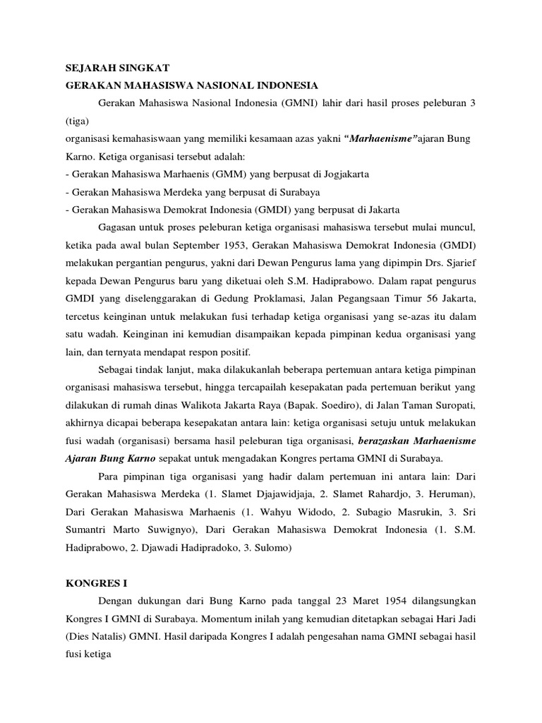 Sejarah dan Perkembangan GMNI | PDF | Ilmu Sosial