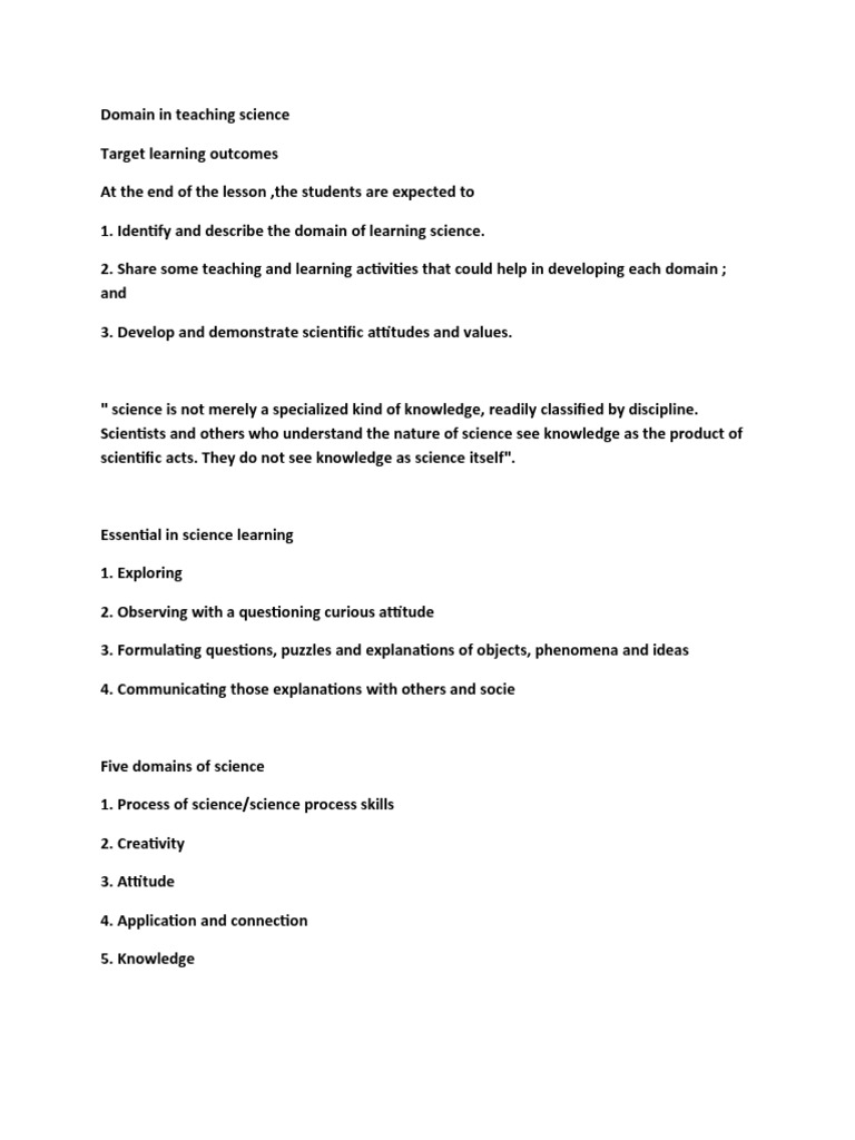 Understanding Science Domains in Education | PDF | Science | Scientific ...