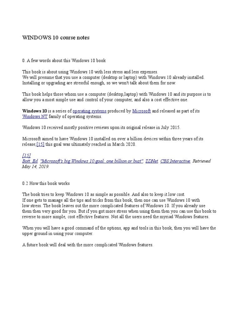 WINDOWS 10 Course Notes: Windows 10 Is A Series of | Download Free PDF ...