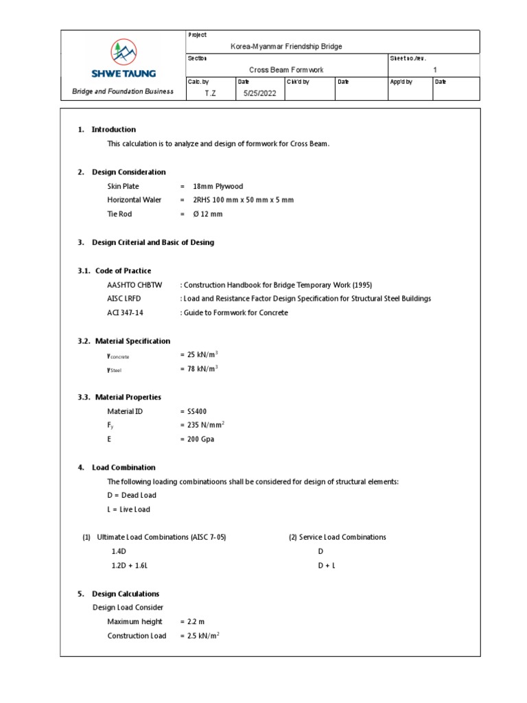 Deck Cross Beam - 25 - 5 - 2022 | PDF | Beam (Structure) | Bending