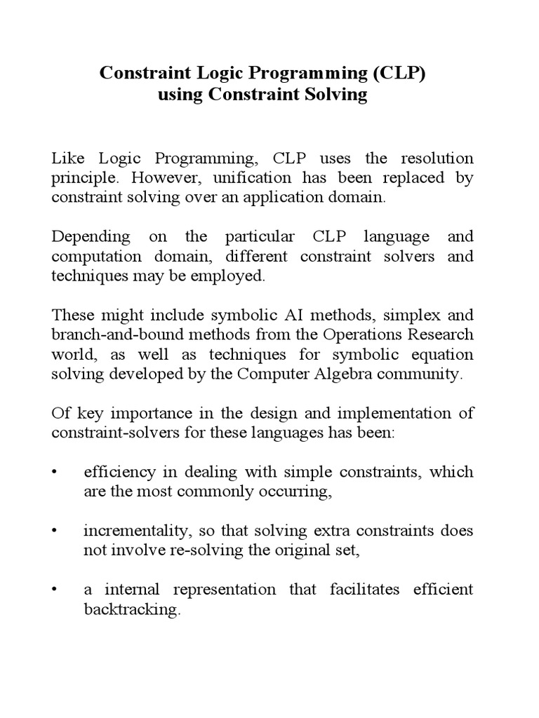 Constraint Logic Programming Slides Pdf Computer Programming Software Engineering 