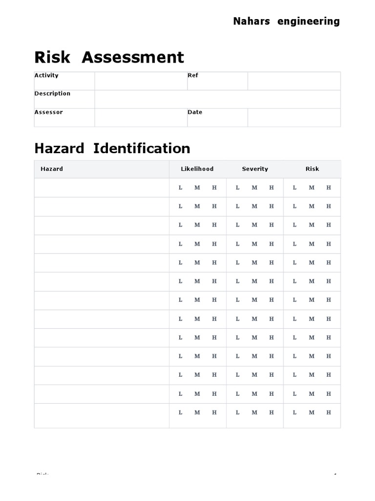 Risk Assessment-Blank | PDF | Risk | Risk Management