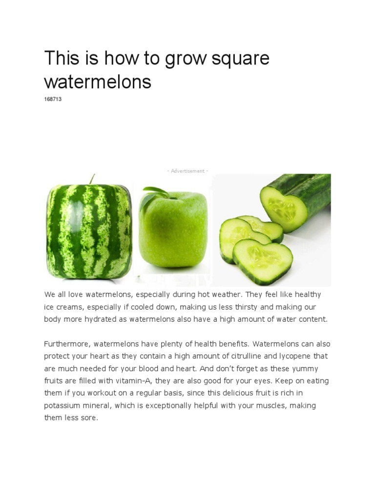 This Is How To Grow Square Watermelons | PDF | Cooking, Food & Wine ...