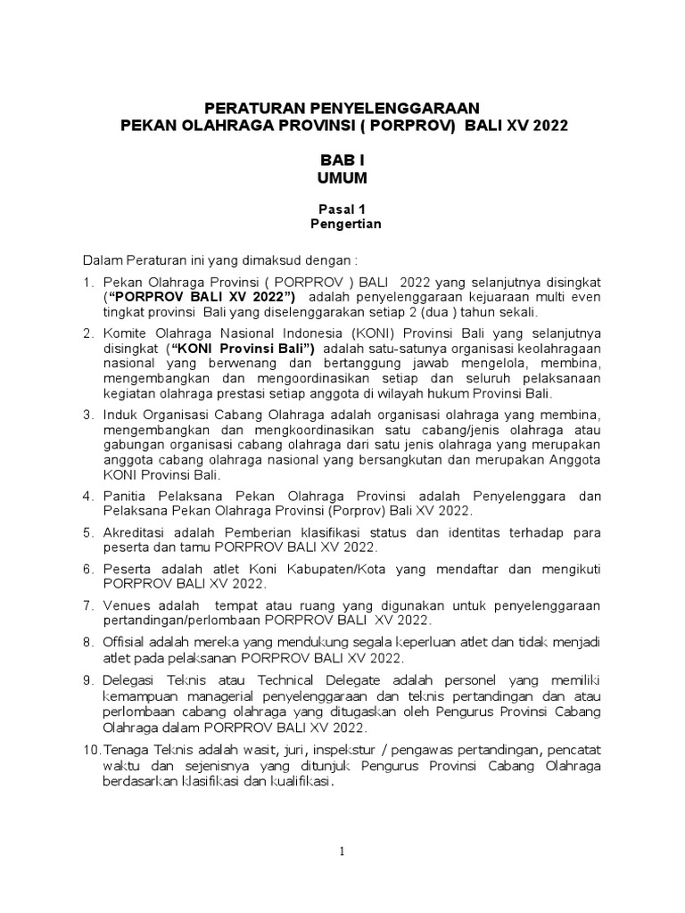 Peraturan Porprov 2022 | PDF