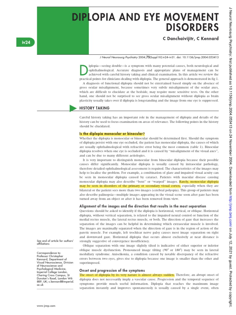 4.diplopia and Eye Movement Disorders | PDF | Human Eye | Visual System