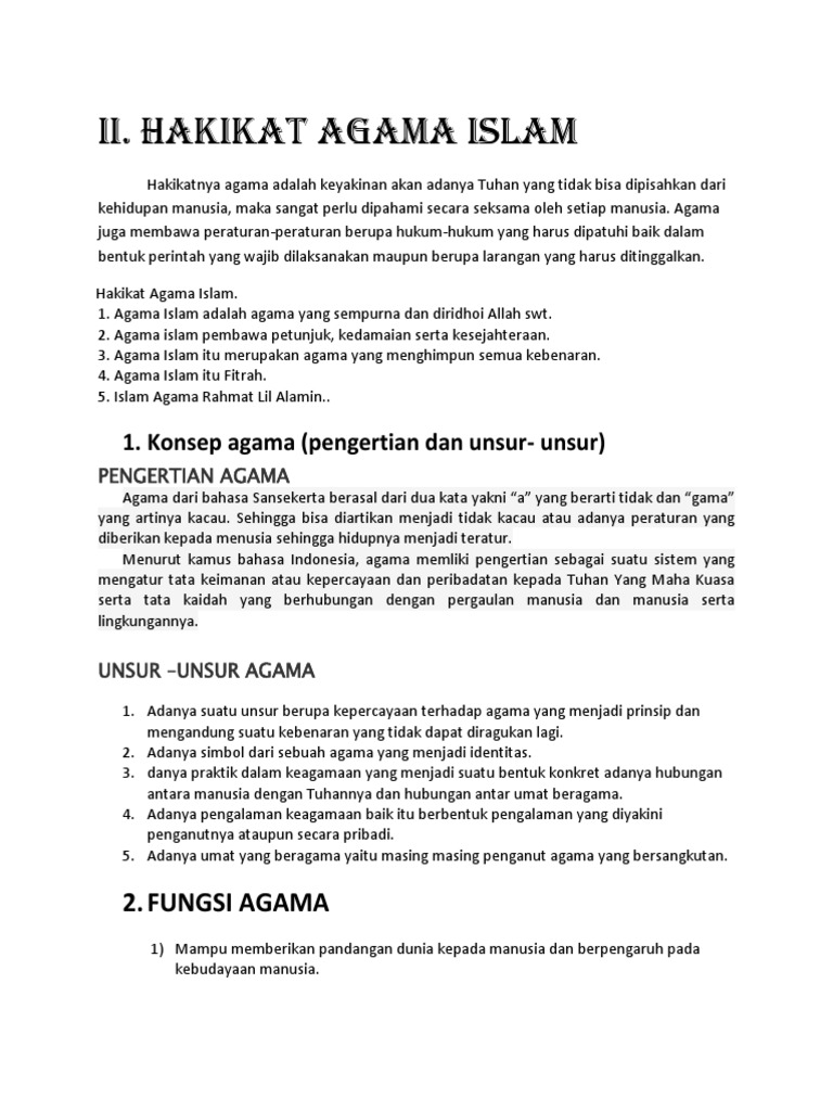 II Hakikat Agama Islam | PDF