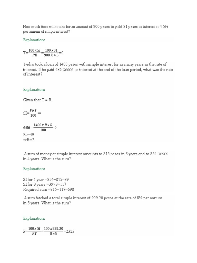 2nd Quiz Simple Interest | PDF | Interest | Interest Rates