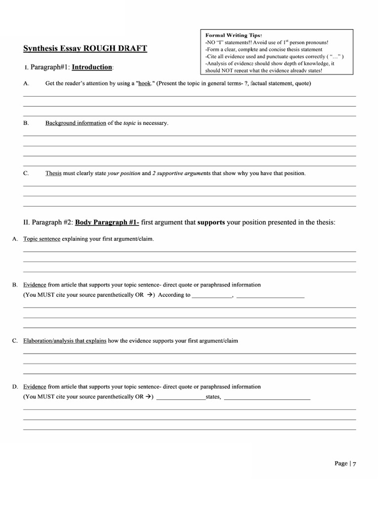 Synthesis Essay Outline | PDF