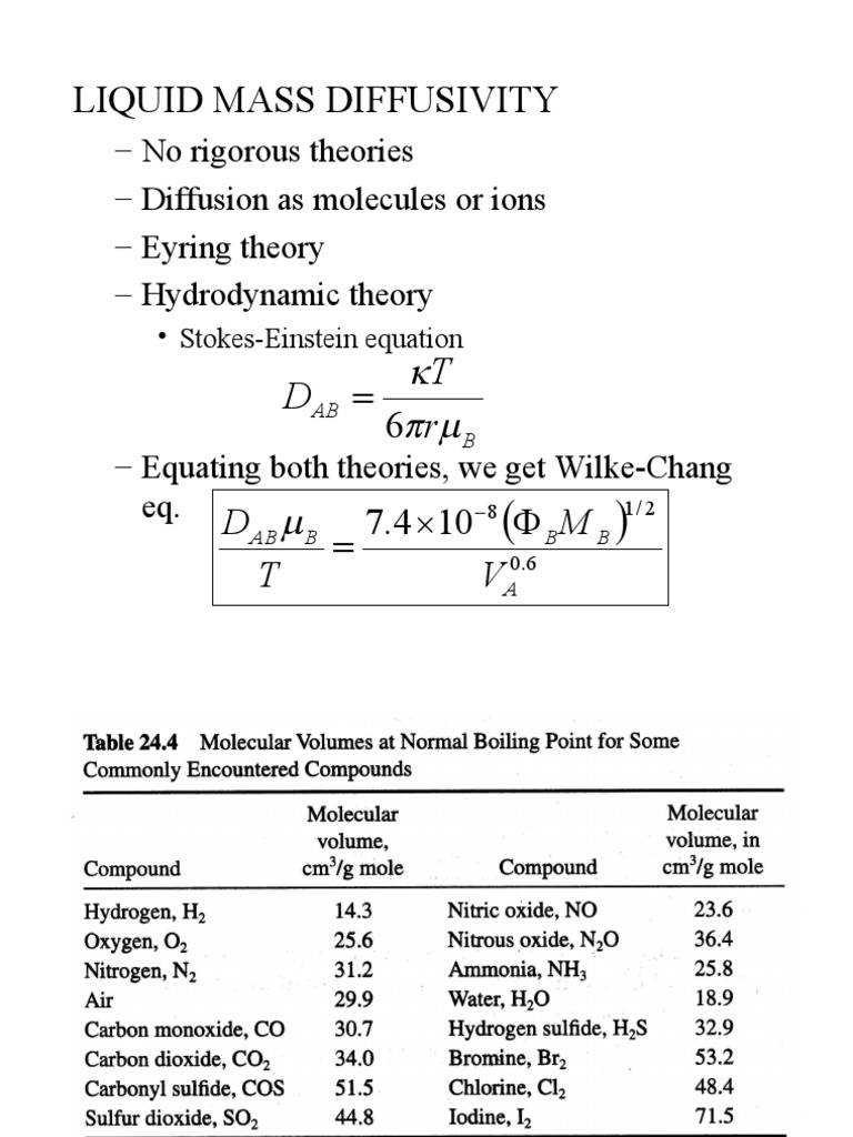 Liquid Mass Diffusivity: - No Rigorous Theories - Diffusion As ...